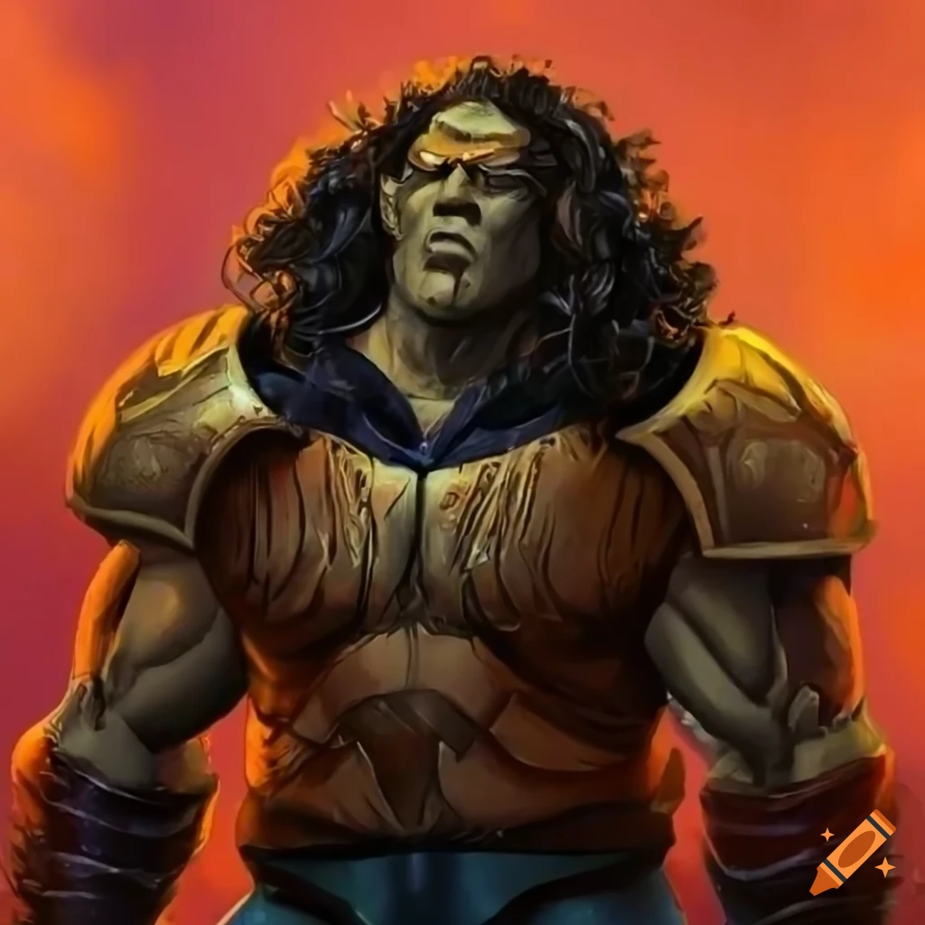 Character art of a goliath bard with heavy armor and luchador mask on ...