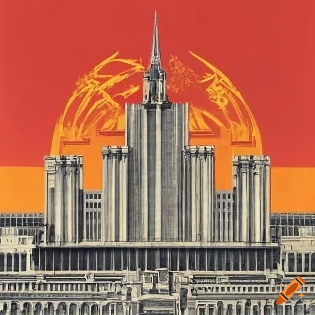 Communist propaganda poster of palace of the soviets on Craiyon