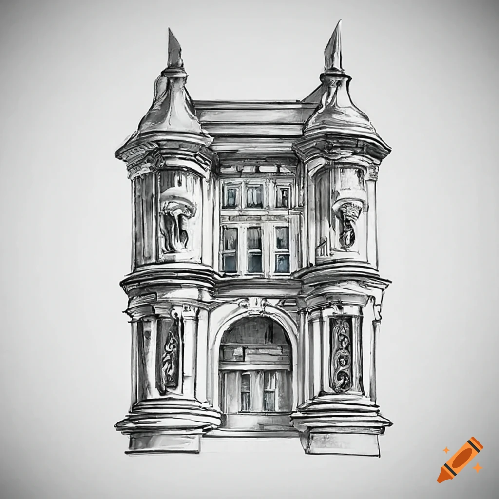 Building with decorative elements and symmetrical design on Craiyon