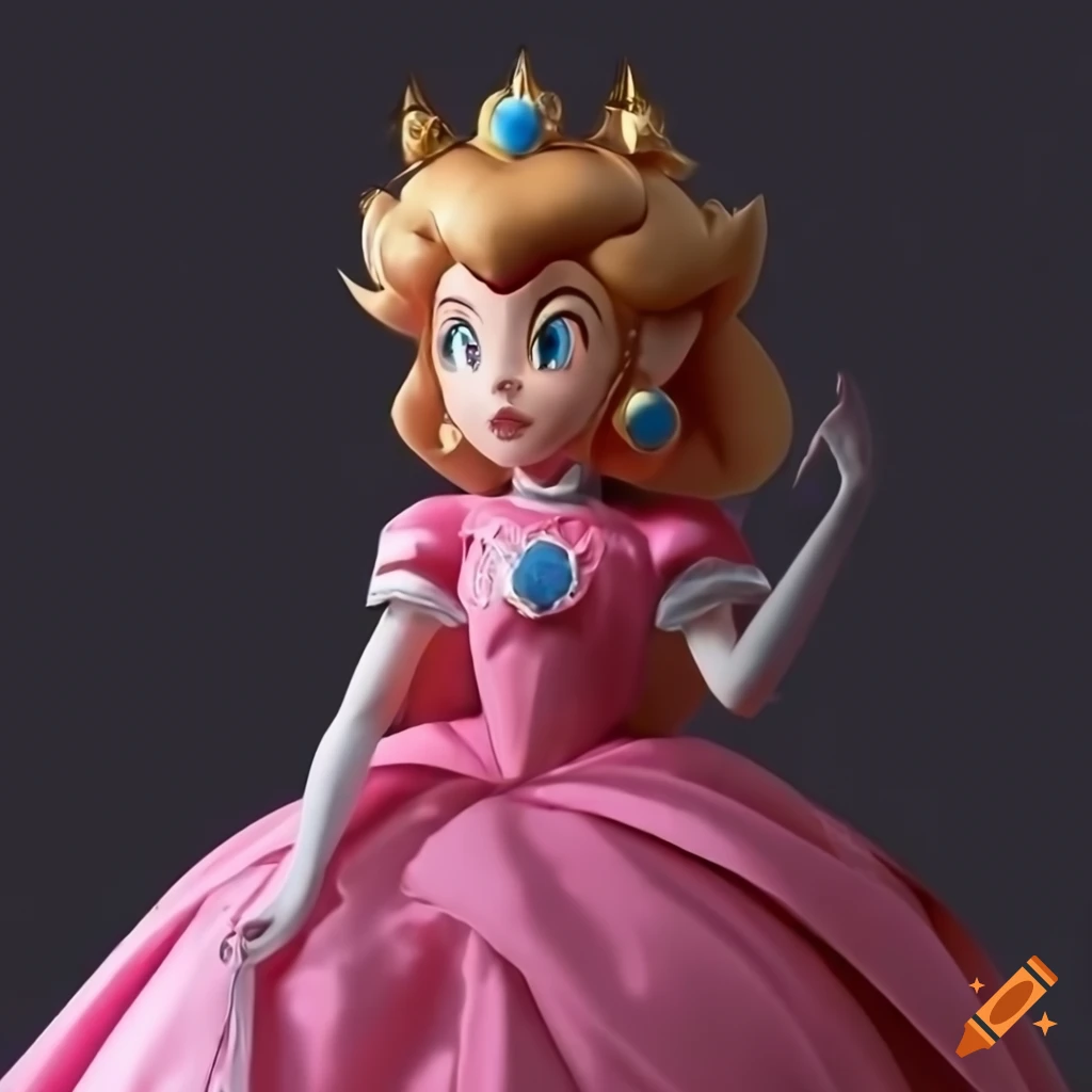 Cosplay of link in princess peach's pink silk ballgown on Craiyon