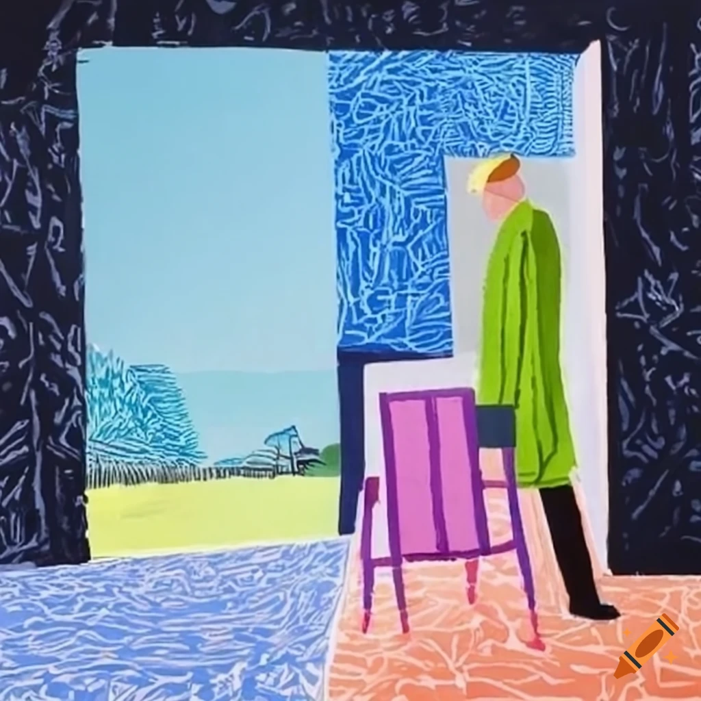 David hockney's irregular space artwork on Craiyon