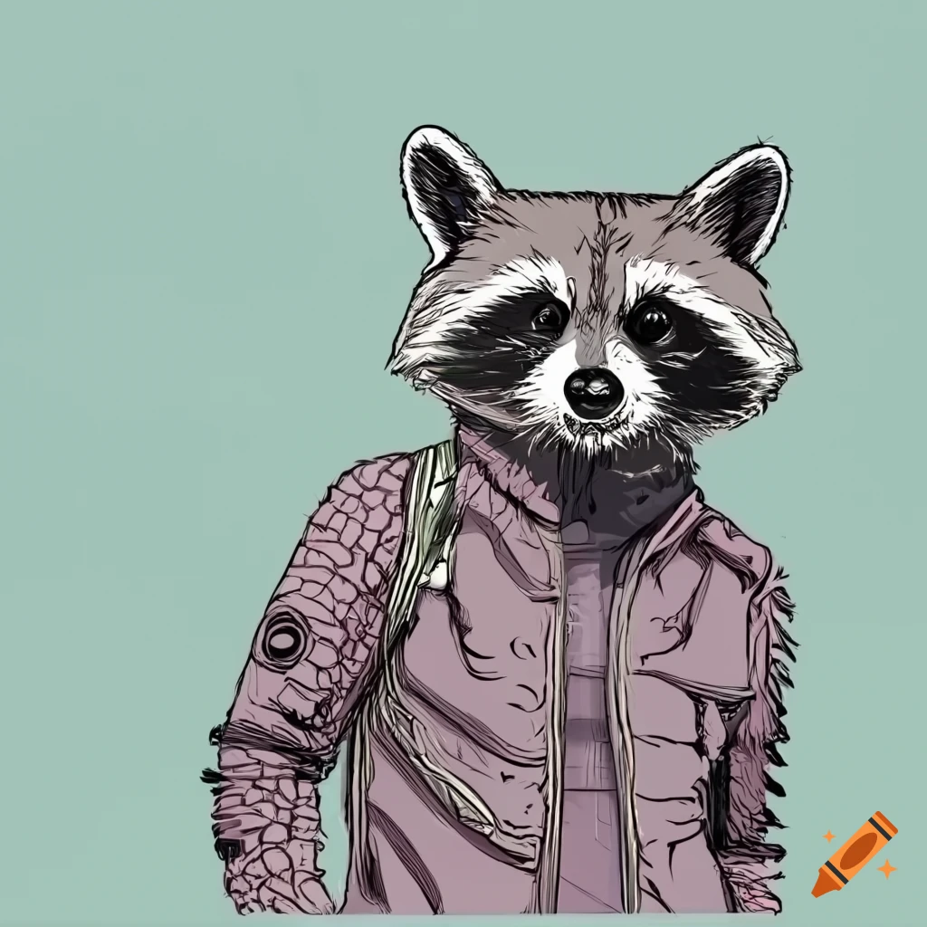 Profile of a cyberpunk raccoon in vector art style on Craiyon