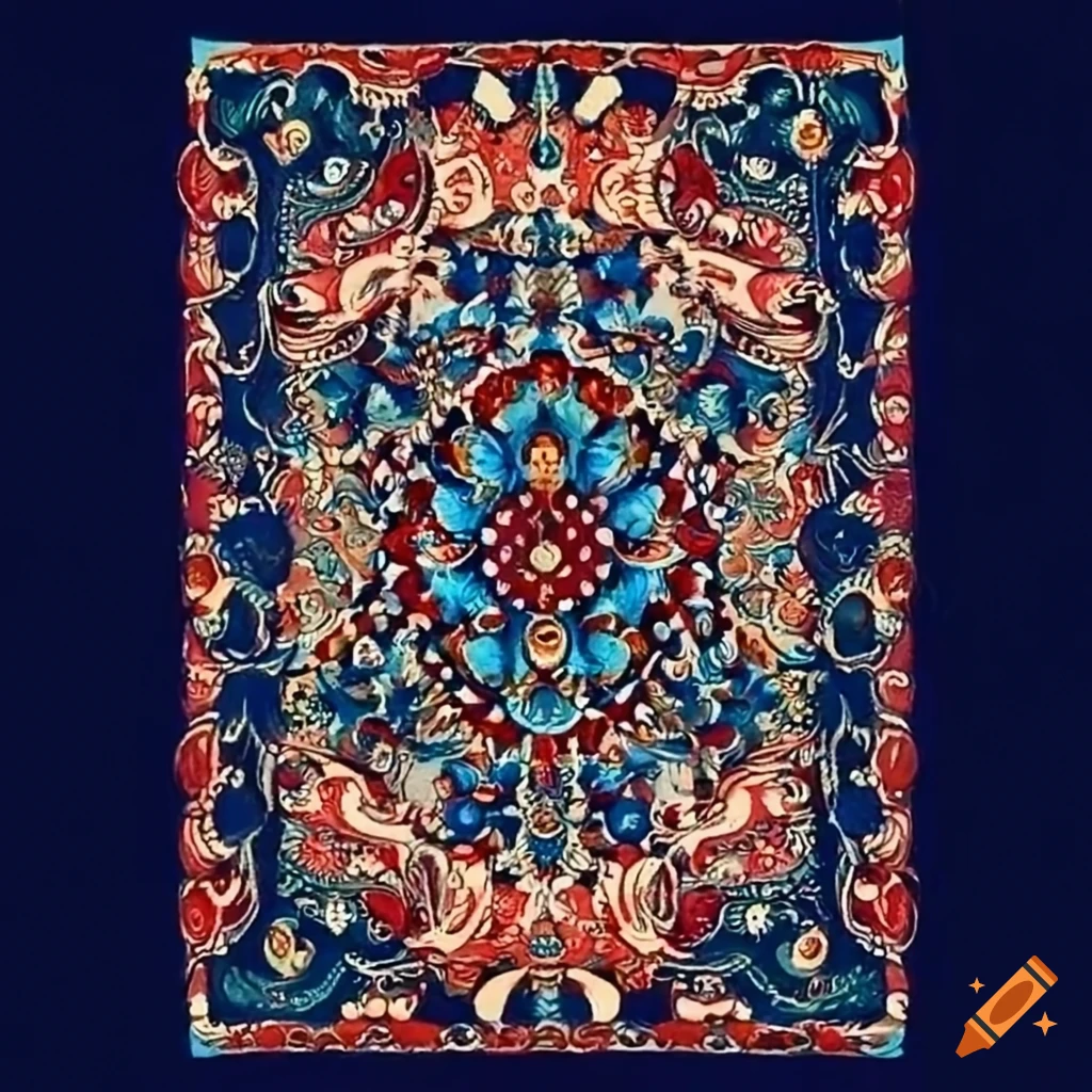 Indian folk art and turkish iznik pattern
