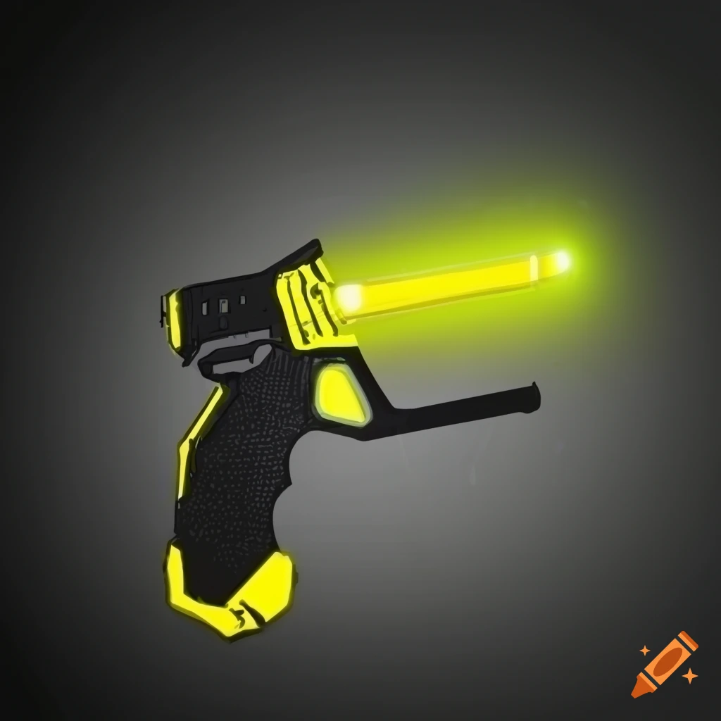 Concept illustration of a futuristic yellow dubstep-gun