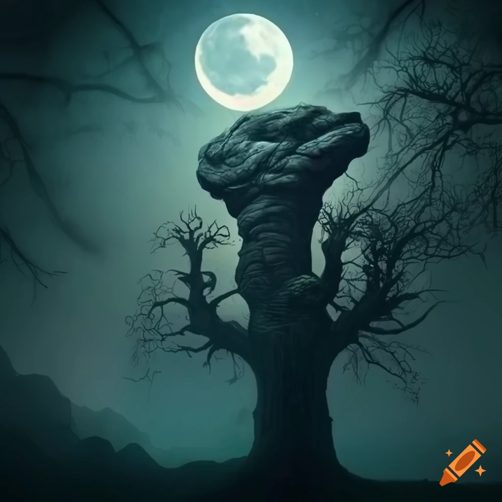 Haunting lovecraftian style image with misty cobblestone road on Craiyon