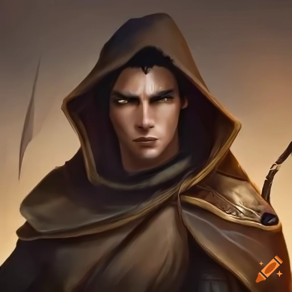 Image of a male ranger with black hair and amber eyes on Craiyon