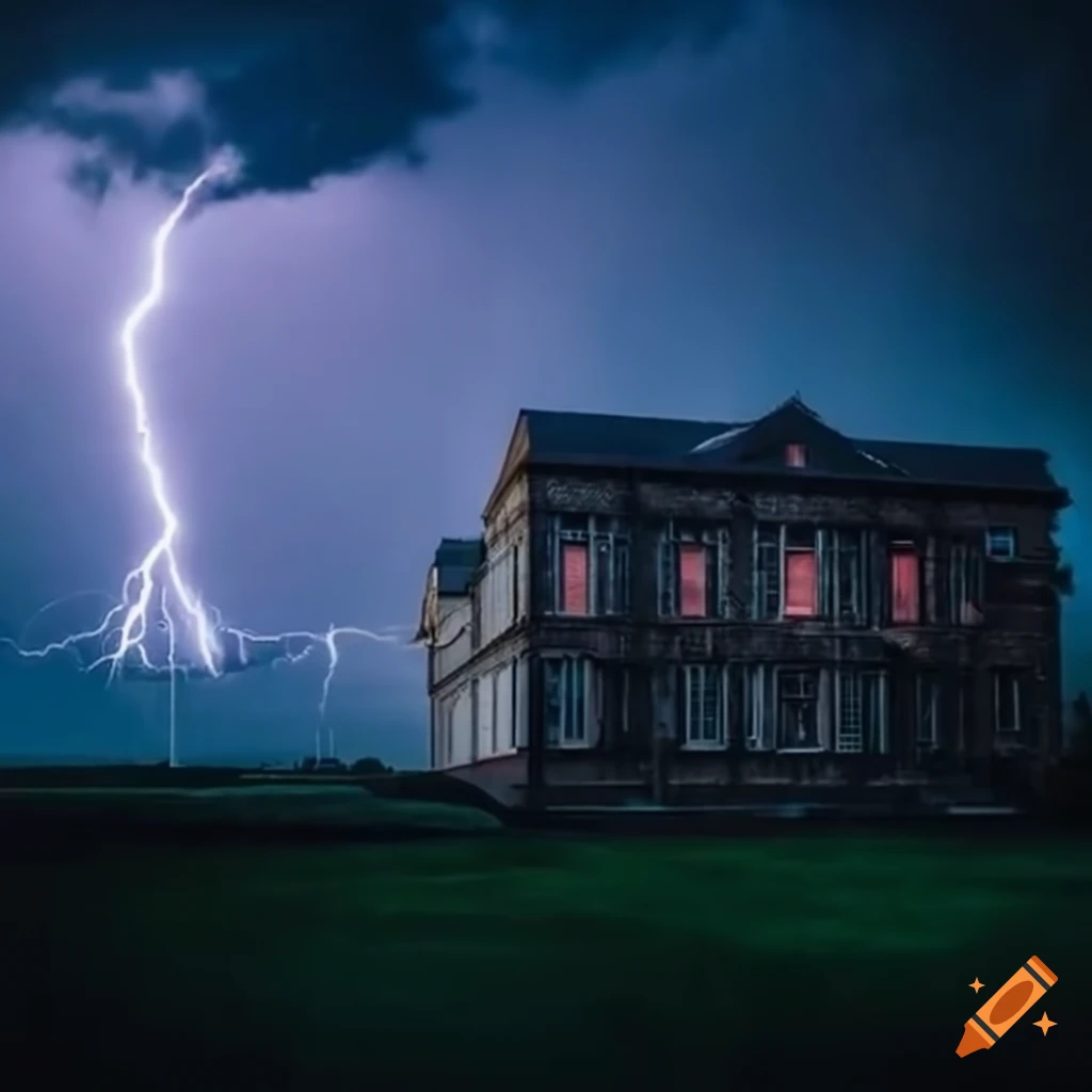 Ominous school building under dramatic sky