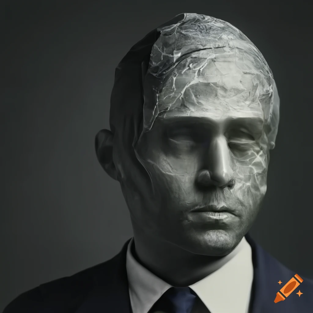 Artwork of a man with marble head on Craiyon