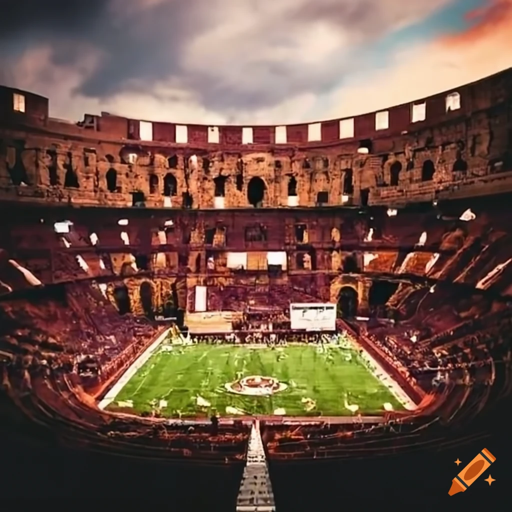 Virginia tech football team in roman coliseum on Craiyon