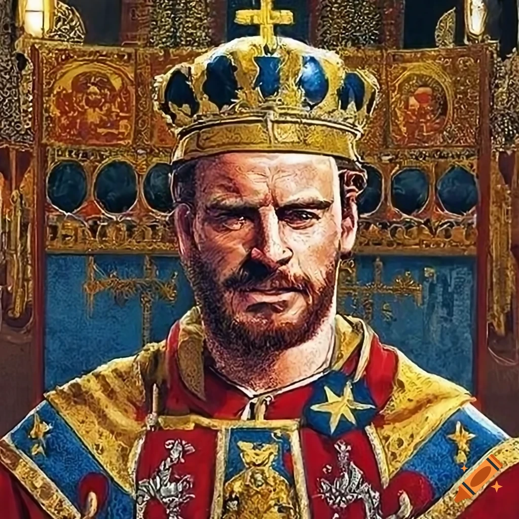 Comic art of michael fassbender as byzantine emperor praying at a ...