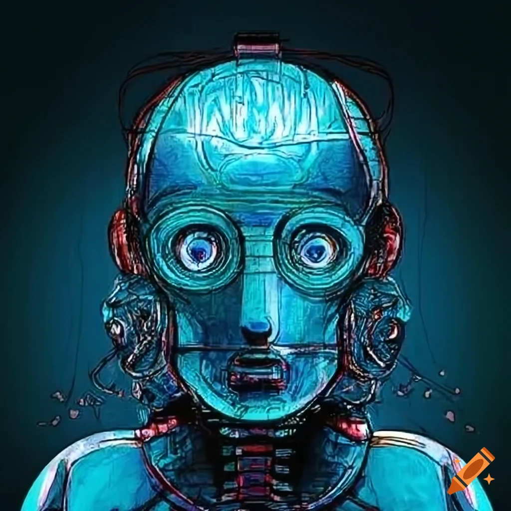 Ascii art of a robot learning human language on Craiyon