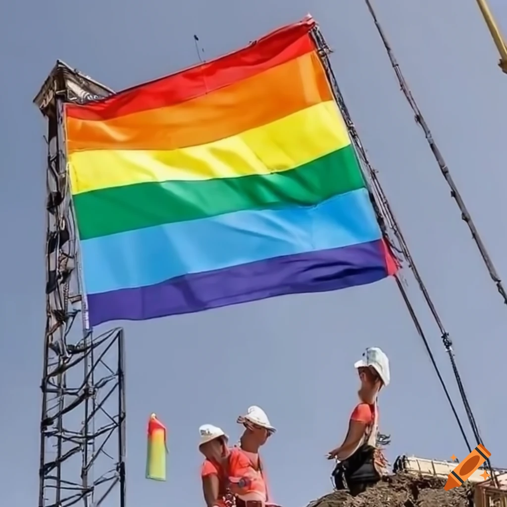 Pride parade on a construction site on Craiyon