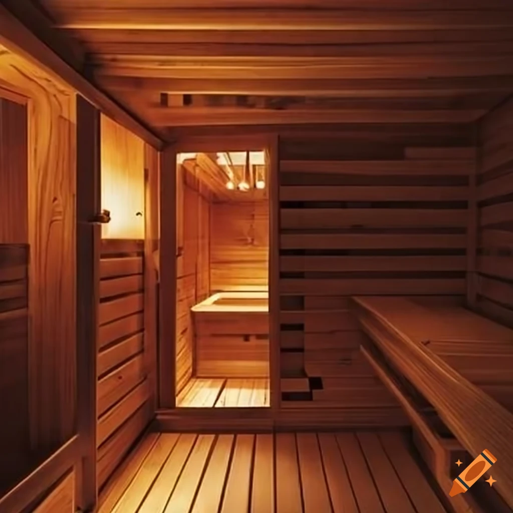 Interior view of a cozy sauna