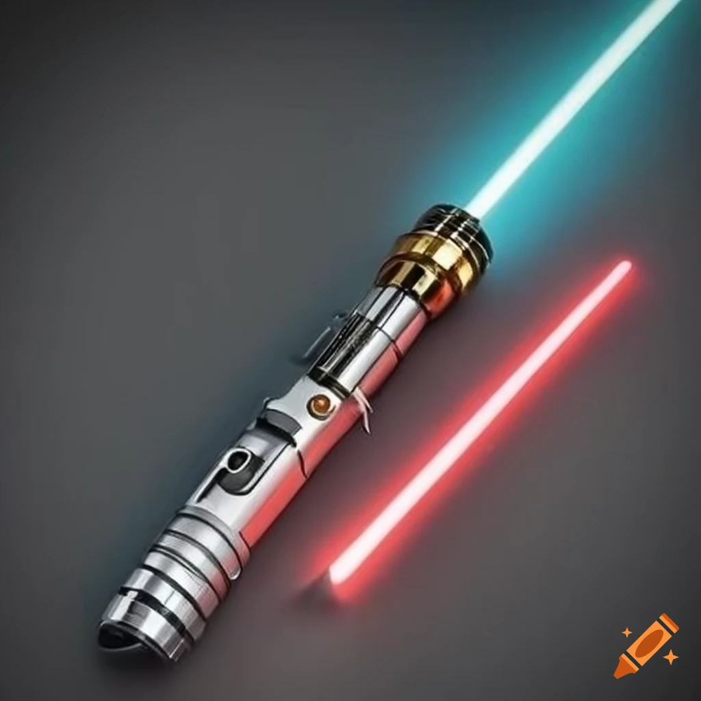 Golden and platinum lightsaber with intricate details