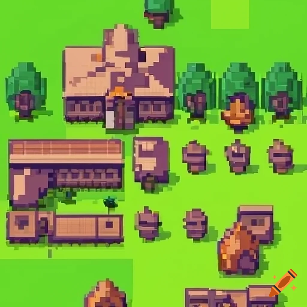 Rpg maker pixel art tileset inspired by zelda and chrono trigger on Craiyon