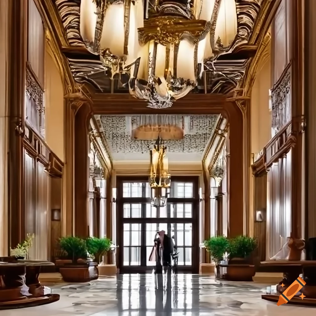 Cozy hotel lobby with elegant interior design