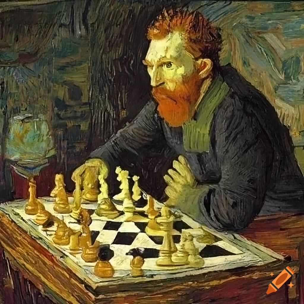 Van gogh's depiction of a chess game on Craiyon