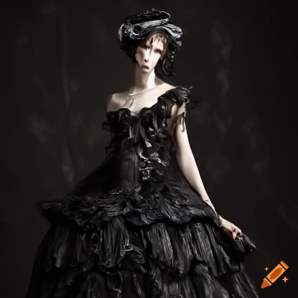 Rococo style painting of a black crow on Craiyon