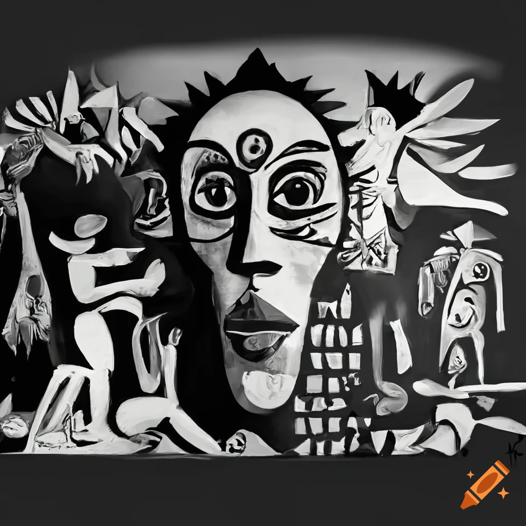 Picasso's guernica in black and white