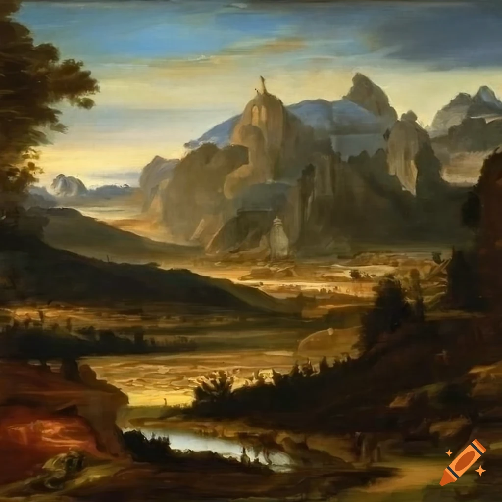 Classic renaissance landscape painting Classic renaissance landscape painting