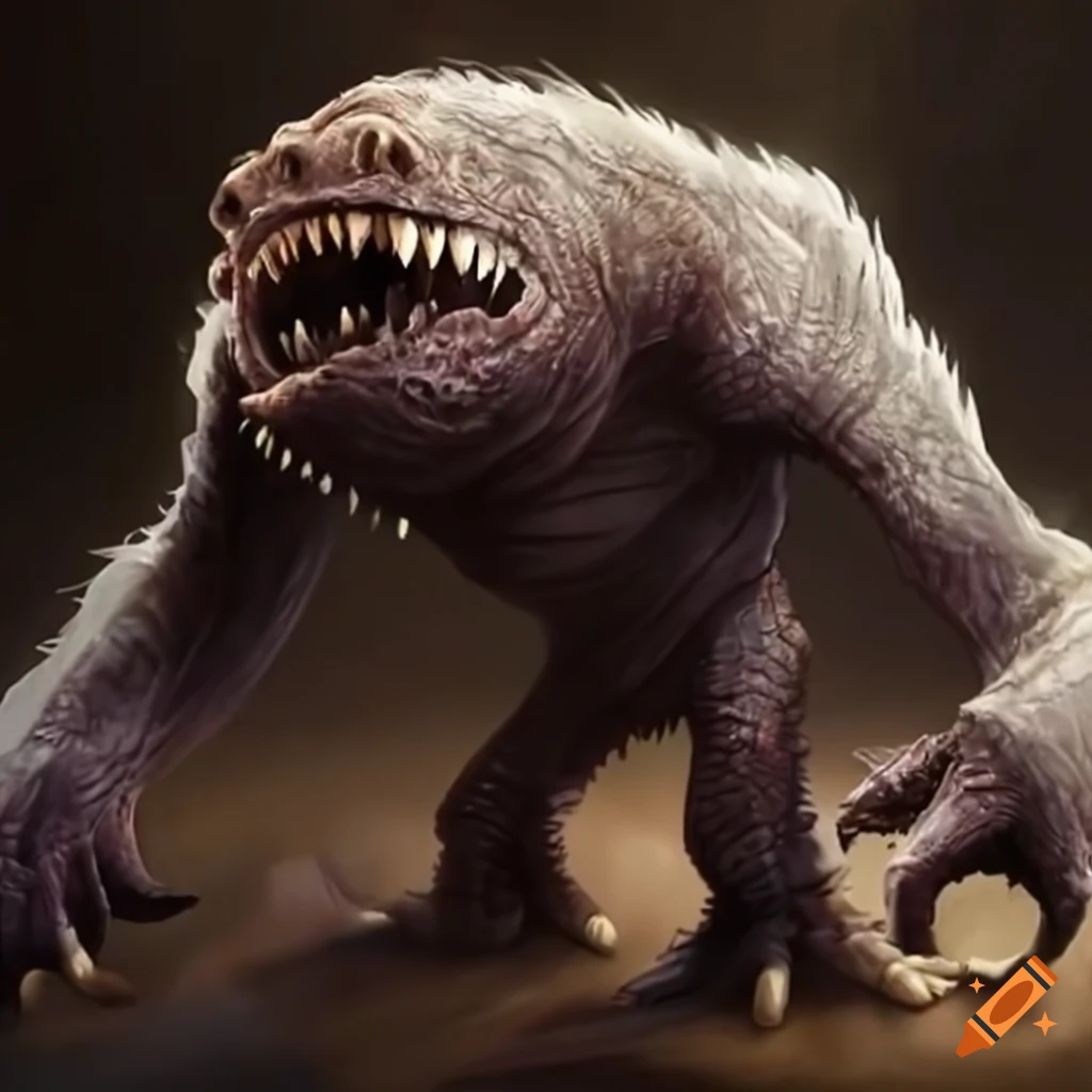 Illustration of a monstrous creature on Craiyon