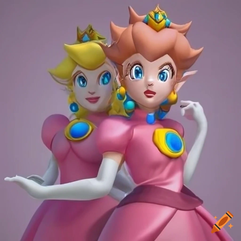 Cosplay of Princess Peach and Link posing together on Craiyon