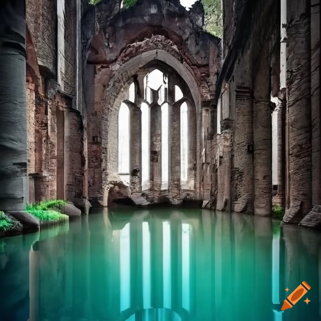 Modern architecture blending with ancient ruins on Craiyon