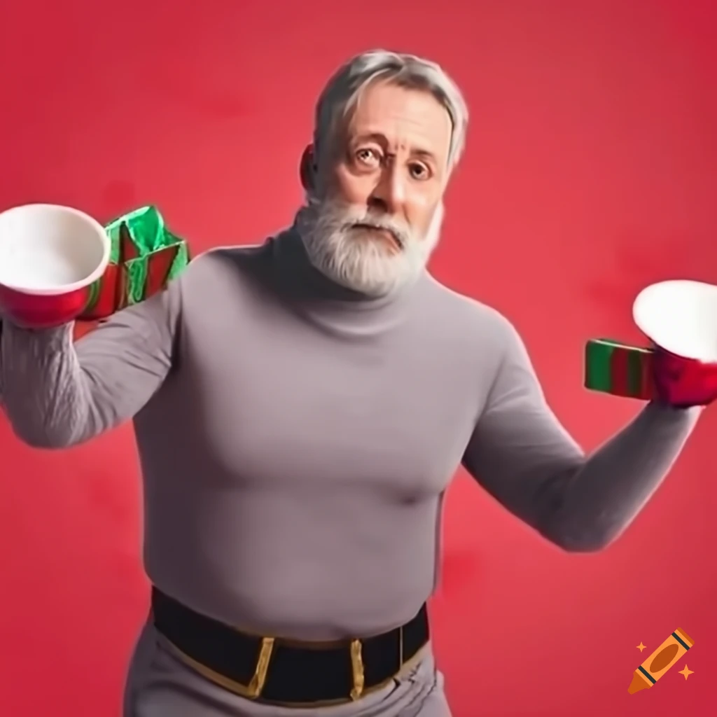 Image of santa throwing hot chocolate and presents on Craiyon