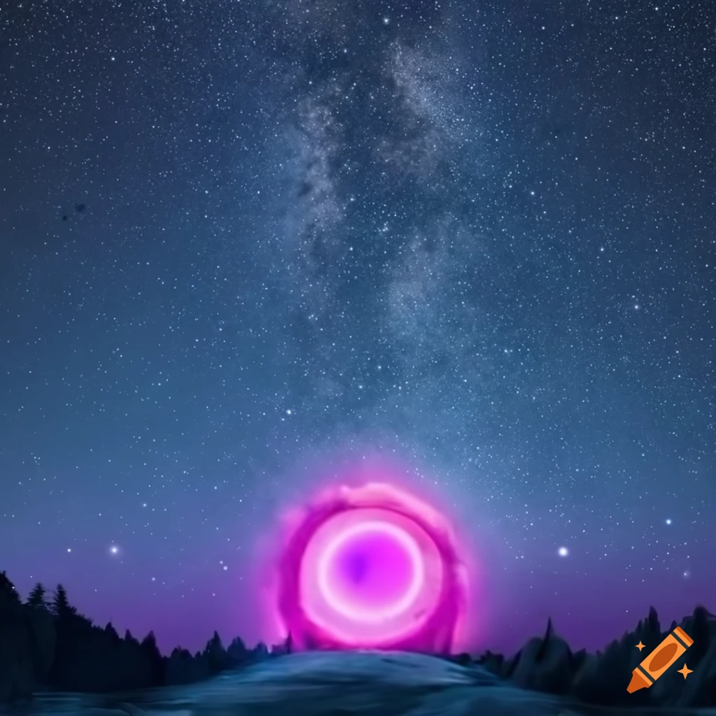 Starry sky with a mystical portal on Craiyon