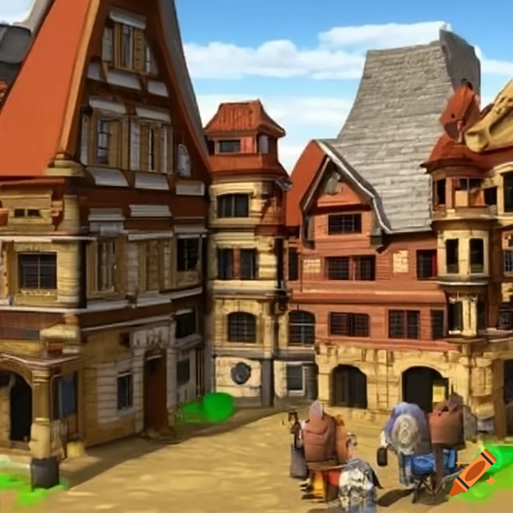 Epic town-building artwork