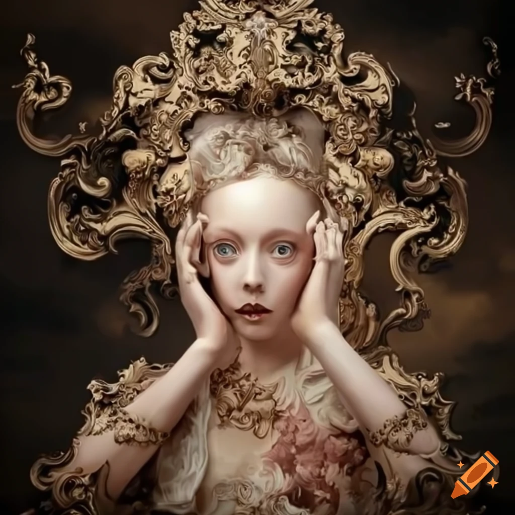 Surrealist baroque rococo style artwork on Craiyon