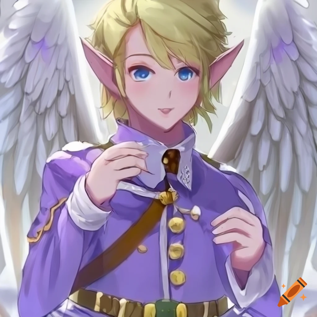 Anime style illustration of a chubby elf boy with wings on Craiyon