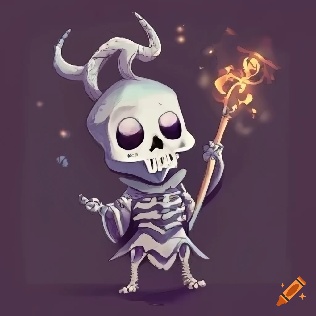 Chibi skeleton inside a slime monster on Craiyon