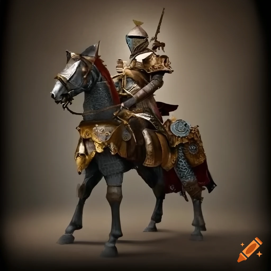 Steampunk knight on horseback