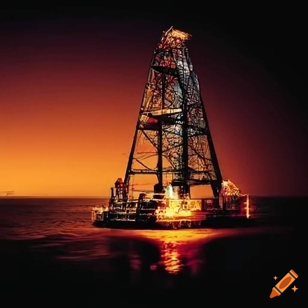 Image of an oil derrick with a person on top
