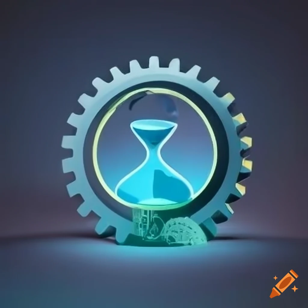 Logo with a gear and hourglass representing time control on Craiyon