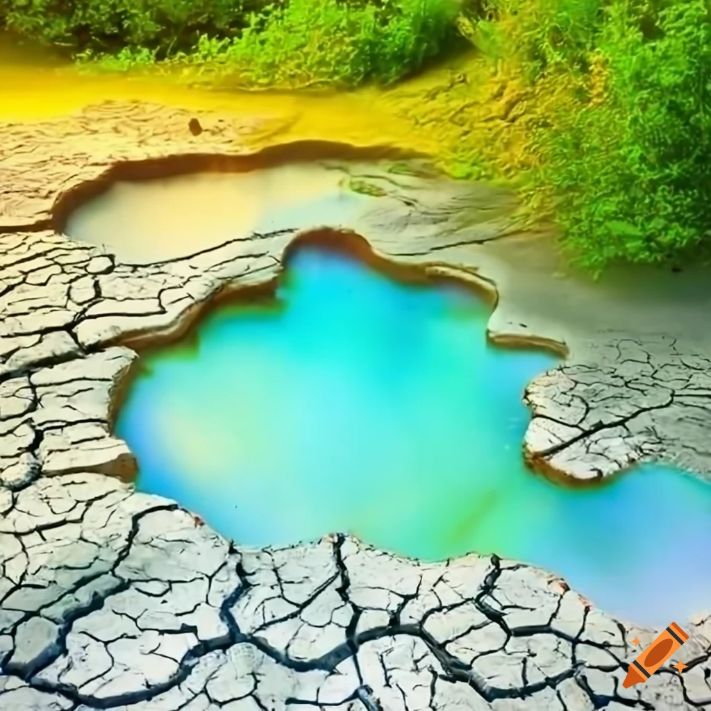 Water springs in a dry landscape on Craiyon