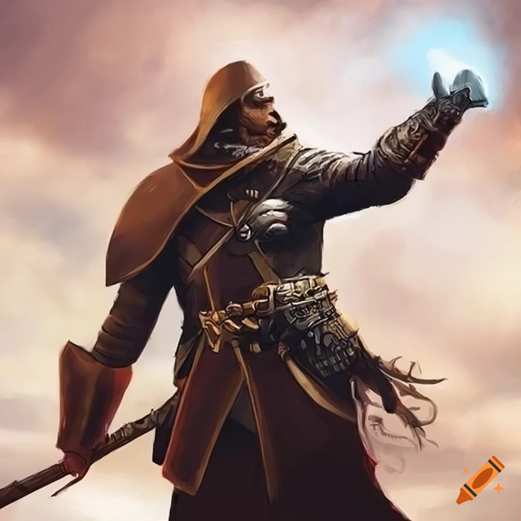 Fantasy captain leading his troops to battle on Craiyon