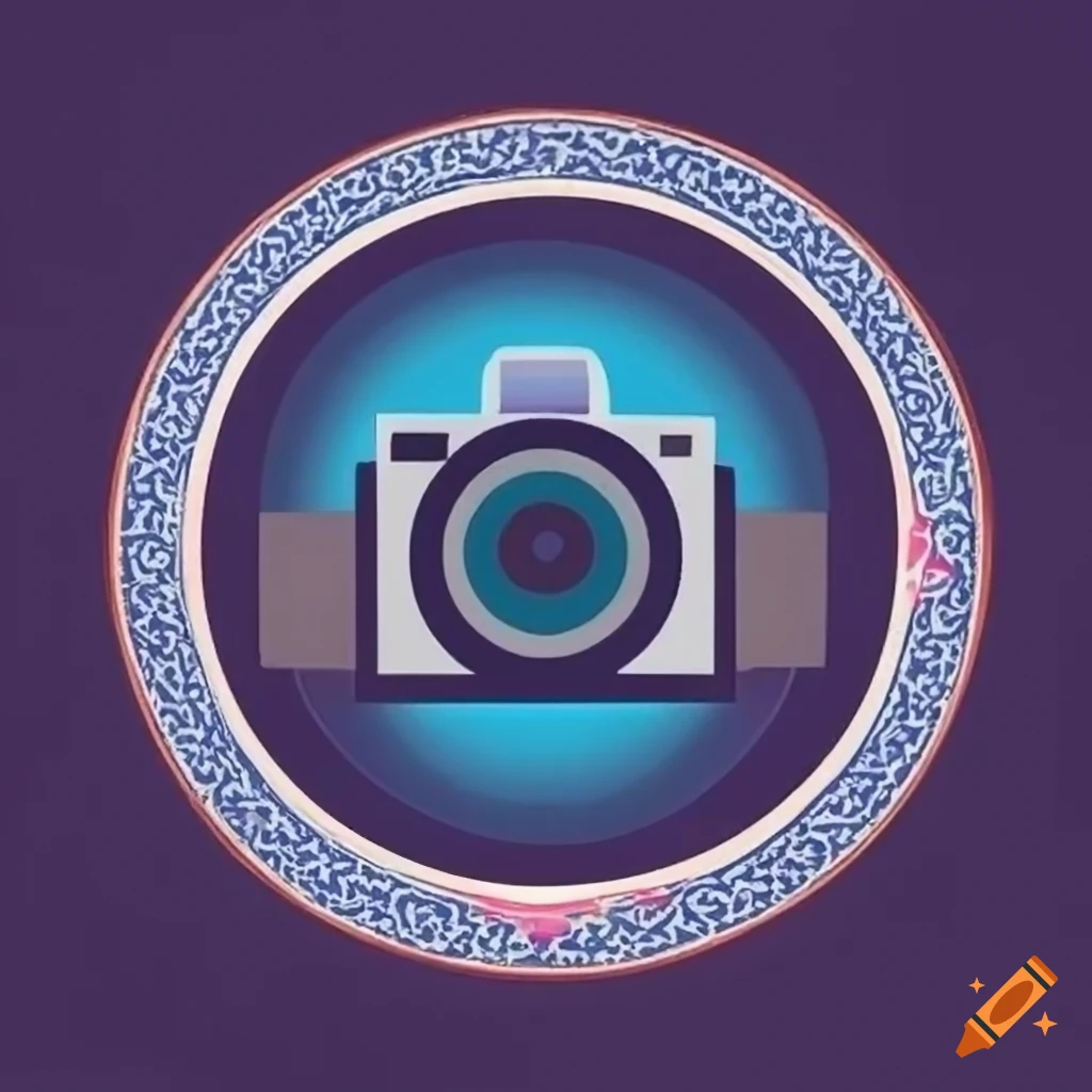 Fabric emblem logo with FV letters and camera icon on Craiyon