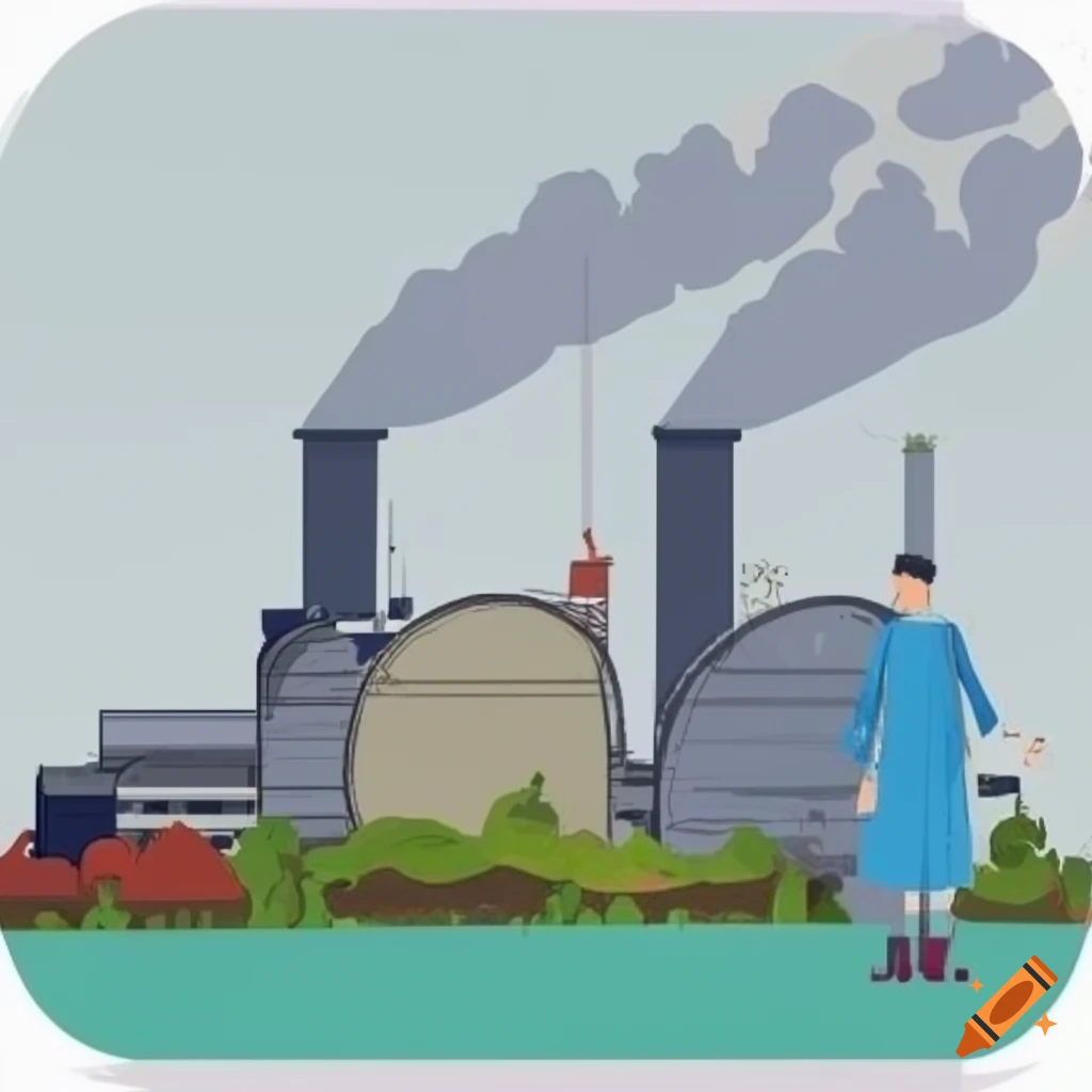 Illustration depicting air, soil, and water pollution caused by a ...