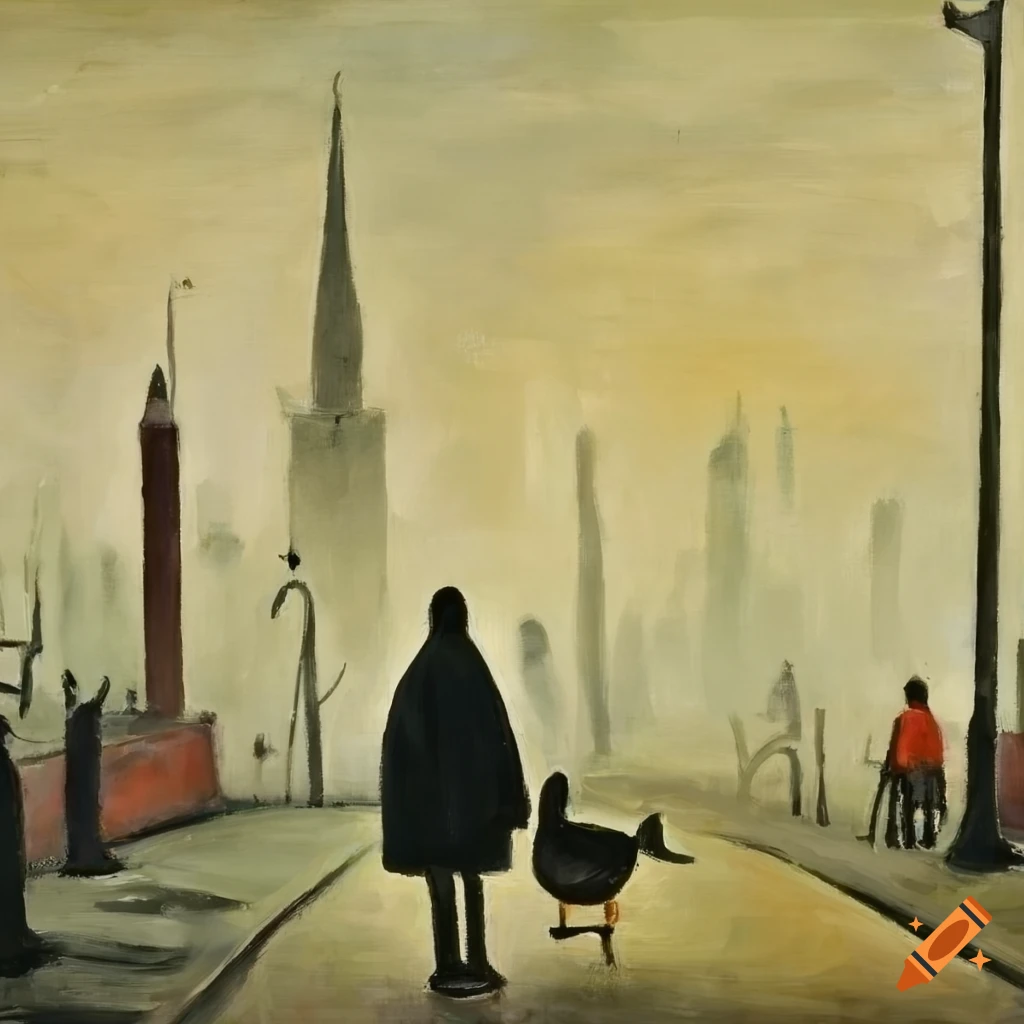 Duck painting in the style of ls lowry on Craiyon