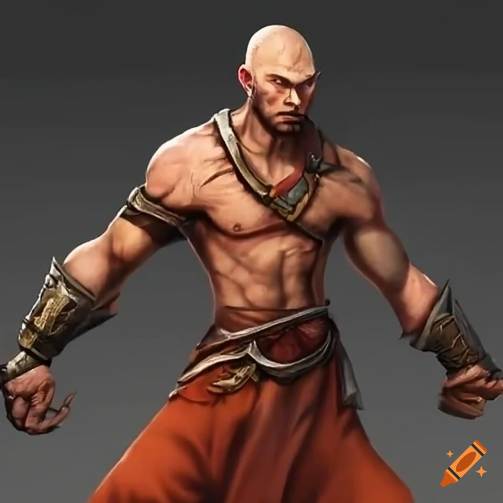 Image of a monk warrior wielding cestus in battle