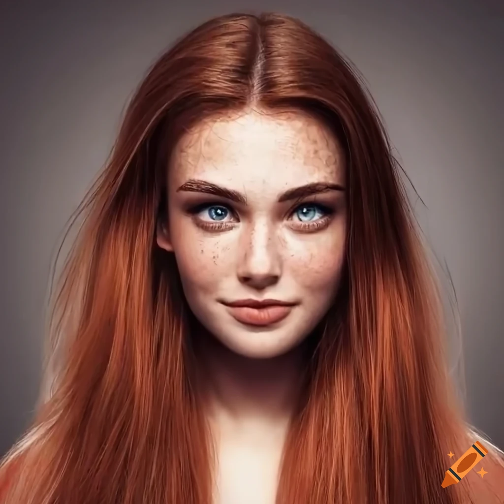 Portrait Of A Beautiful Young Woman With Freckles On Craiyon