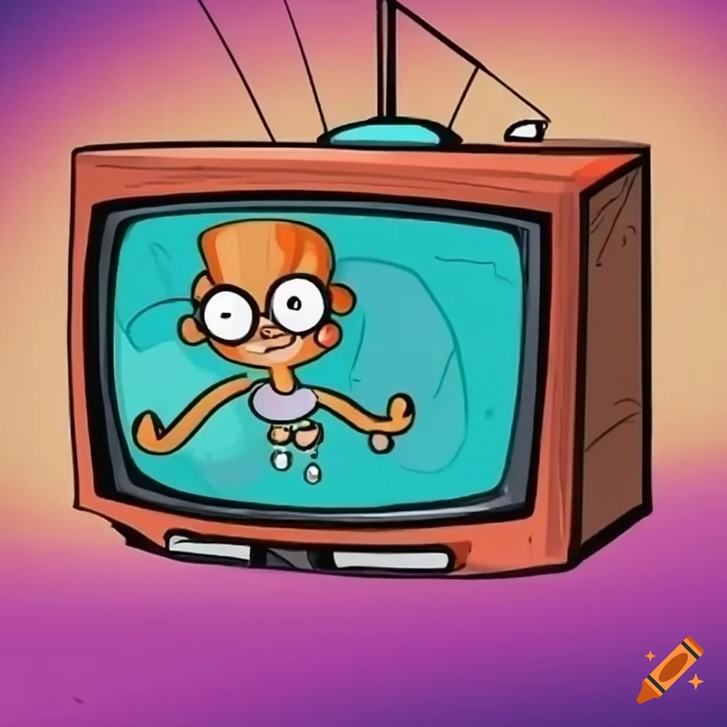 Cartoon playing on a TV on Craiyon