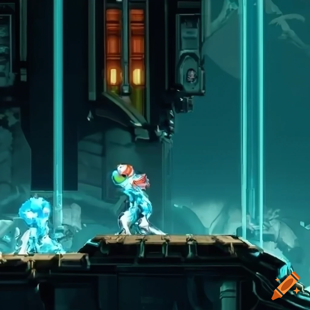 Tiles from the high-resolution Metroid Dread game on Craiyon