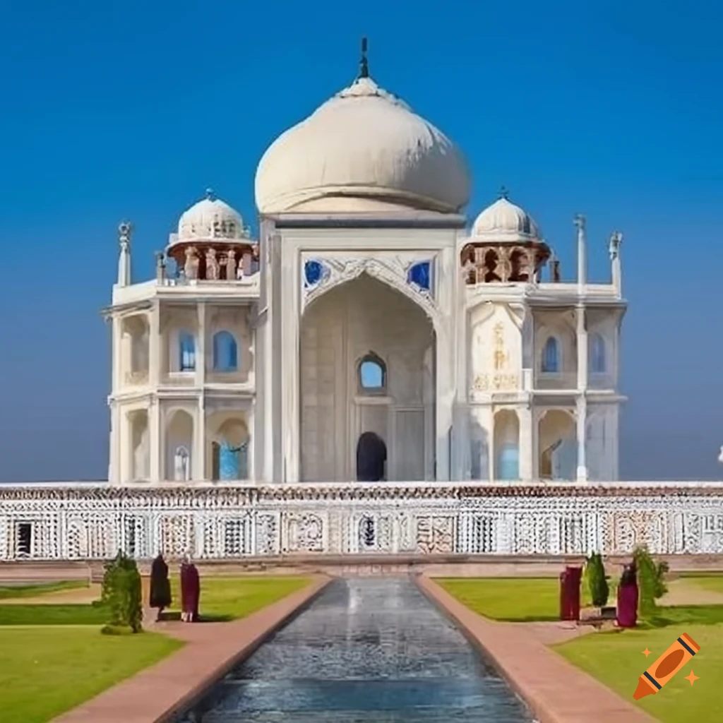 Front view of mughal mahal white house on Craiyon