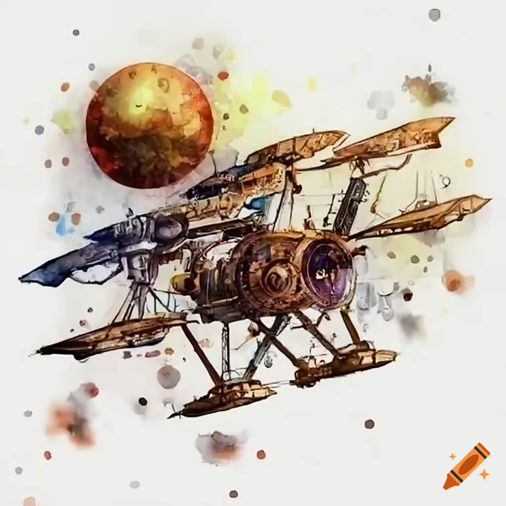 Menacing war drones in a hellish setting drawn with intricate black ink on Craiyon