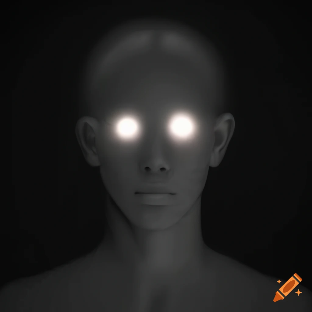 Glowing white light figure in 3d art on Craiyon