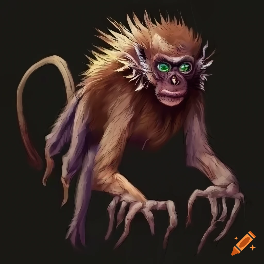 Digital painting of a monkey spider hybrid