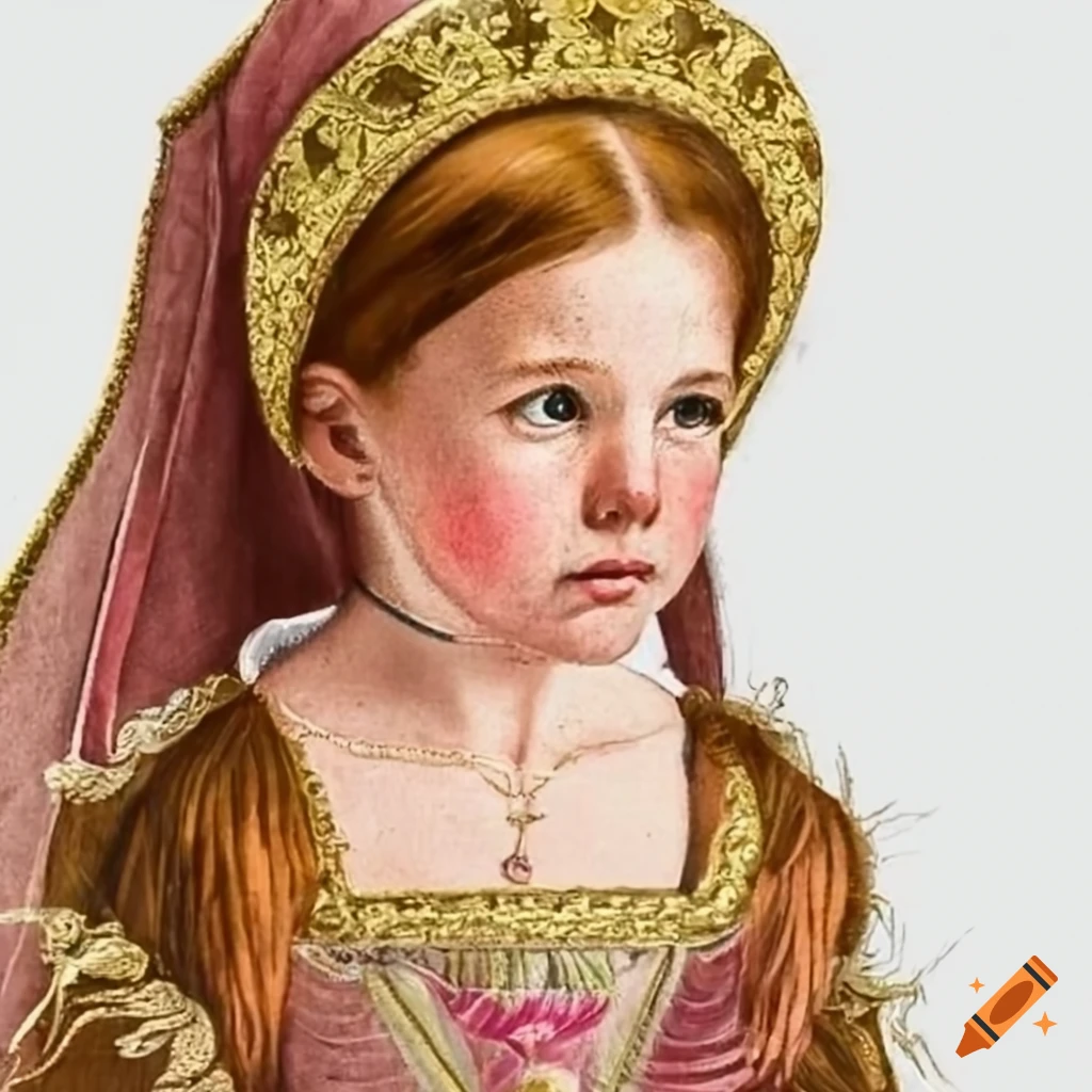 Portrait of a young Tudor girl in rose pink velvet on Craiyon